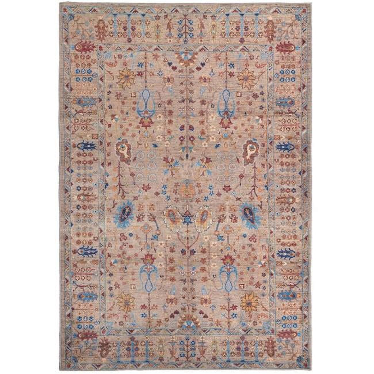 10 x 14 ft. Tan Pink & Blue Floral Power Loom Rectangle Area Rug - Tan ...
