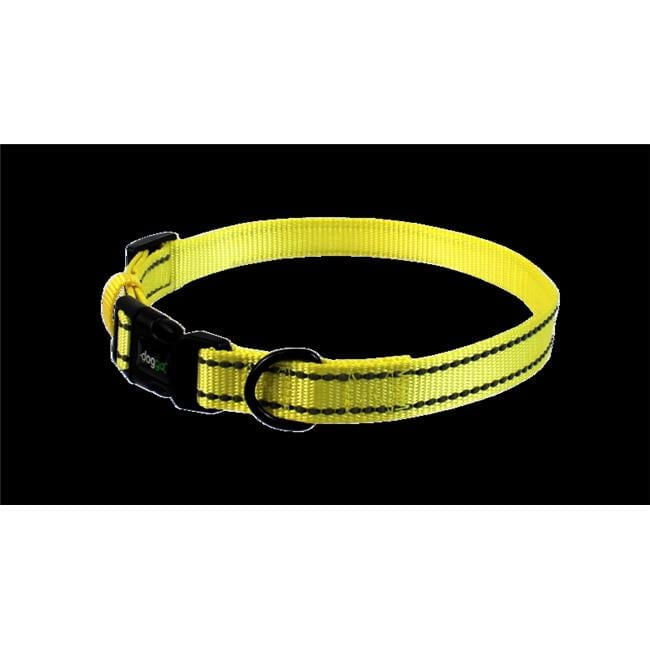 10 x 14 in. Nylon Collar with Reflective Stitching, Neon Yellow - Small ...