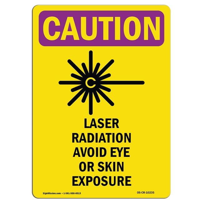10 x 14 in. OSHA Caution Radiation Sign - Laser Radiation Avoid with ...