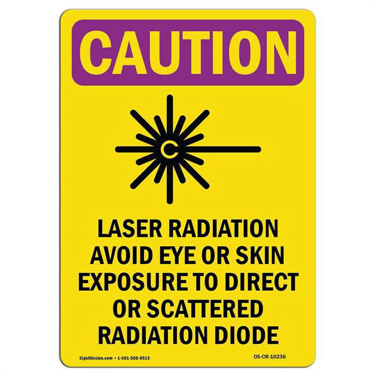 10 x 14 in. OSHA Caution Radiation Sign - Laser Radiation Avoid with ...