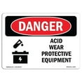 10 x 14 in. OSHA Danger Sign - Acid Wear Protective Equipment - Walmart.com