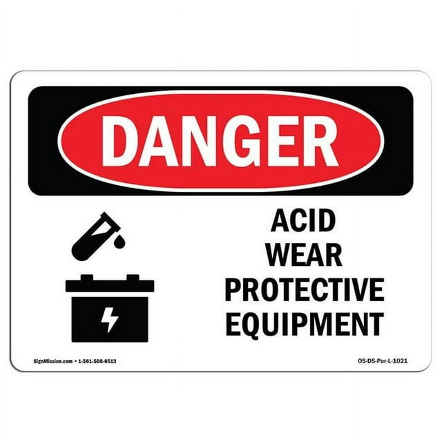 10 x 14 in. OSHA Danger Sign - Acid Wear Protective Equipment - Walmart.com