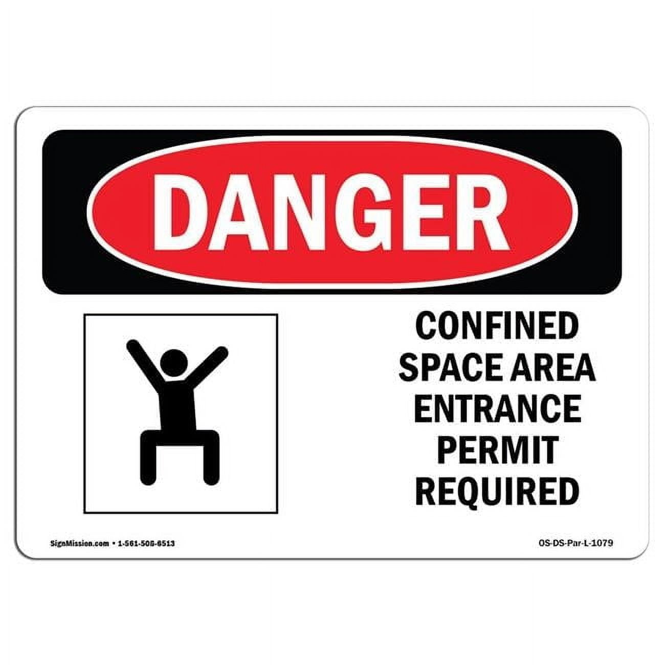 10 x 14 in. OSHA Danger Sign - Confined Space Area Entrance Permit ...