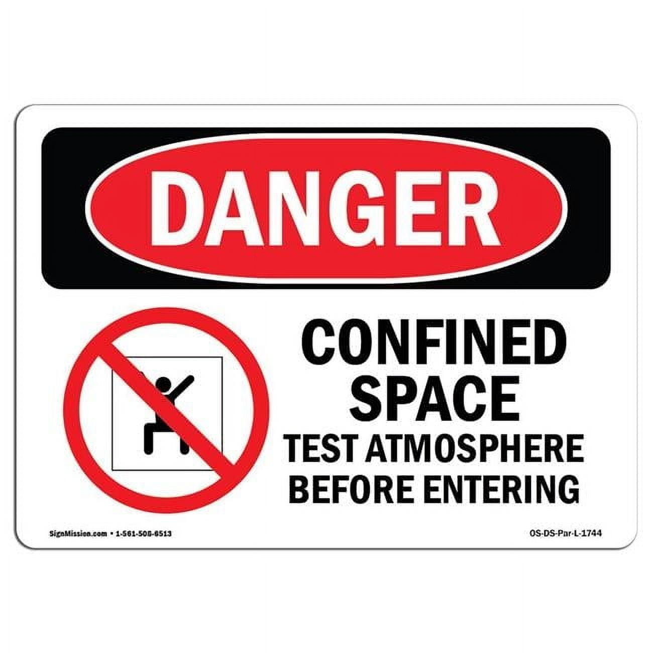 10 x 14 in. OSHA Danger Sign - Confined Space Test Atmosphere - Walmart.com