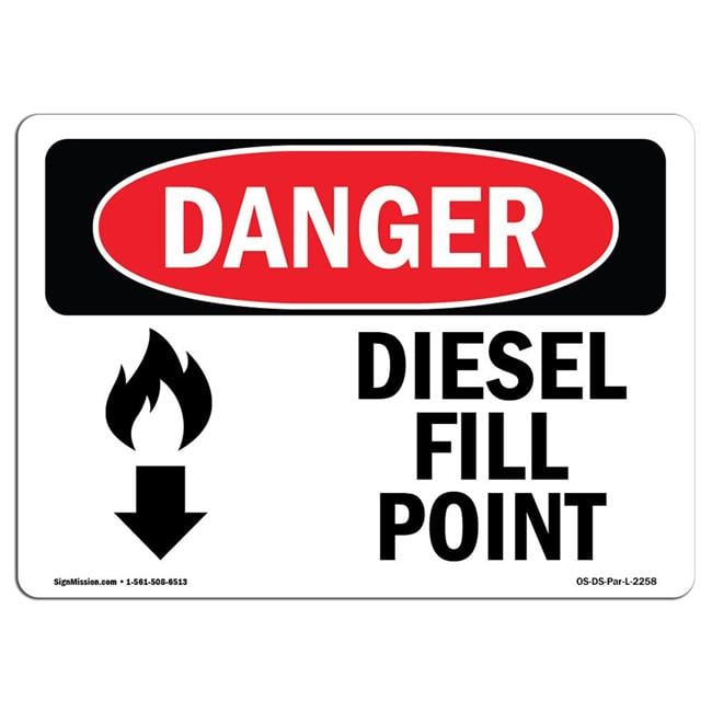 10 x 14 in. OSHA Danger Sign - Diesel Fill Point Down Arrow - Walmart.com