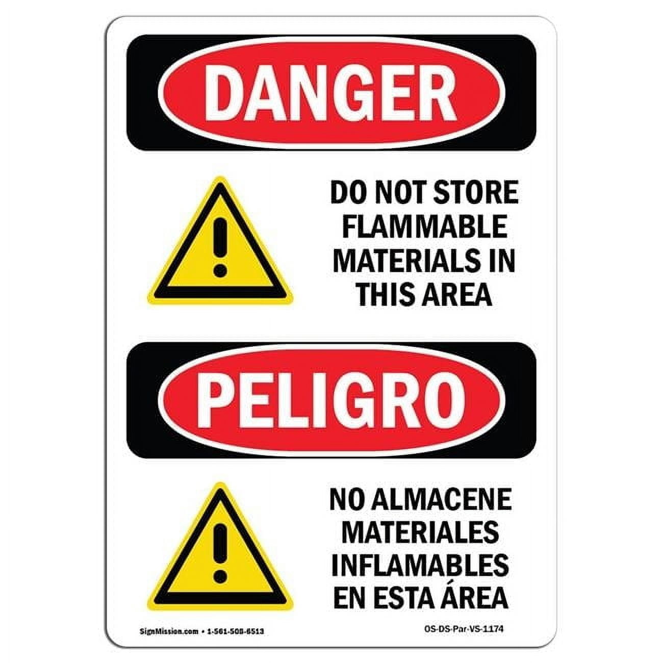 10 x 14 in. OSHA Danger Sign - Do Not Store Flammable Materials ...