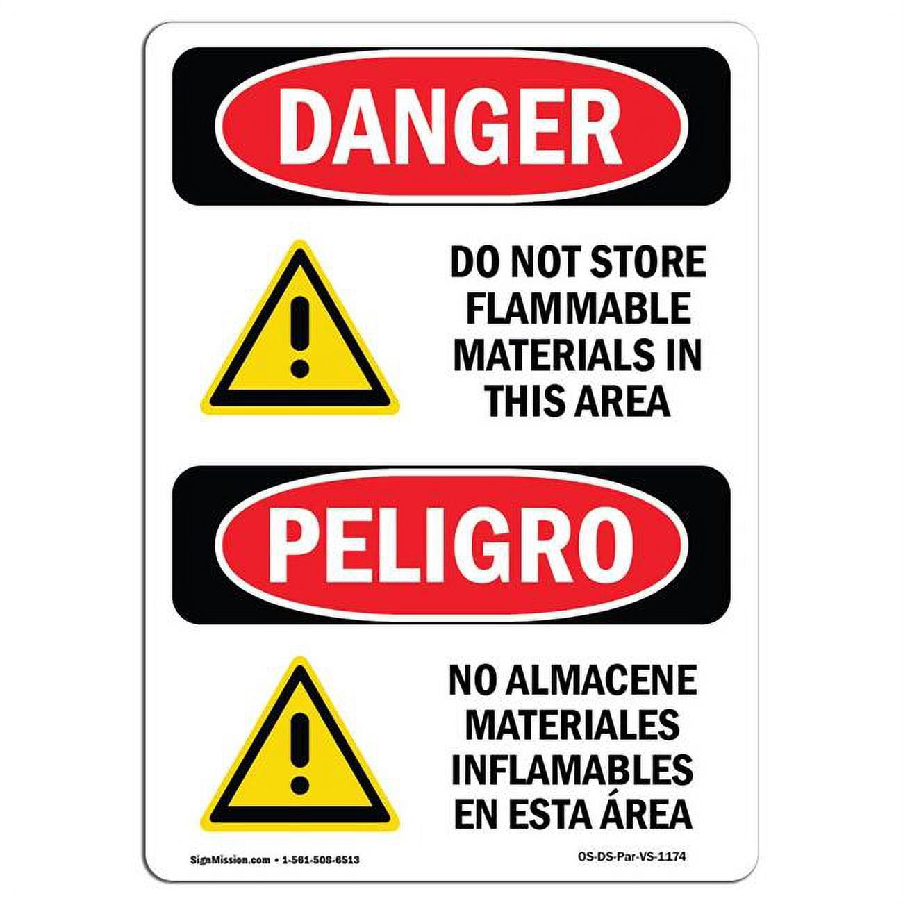10 x 14 in. OSHA Danger Sign - Do Not Store Flammable Materials ...