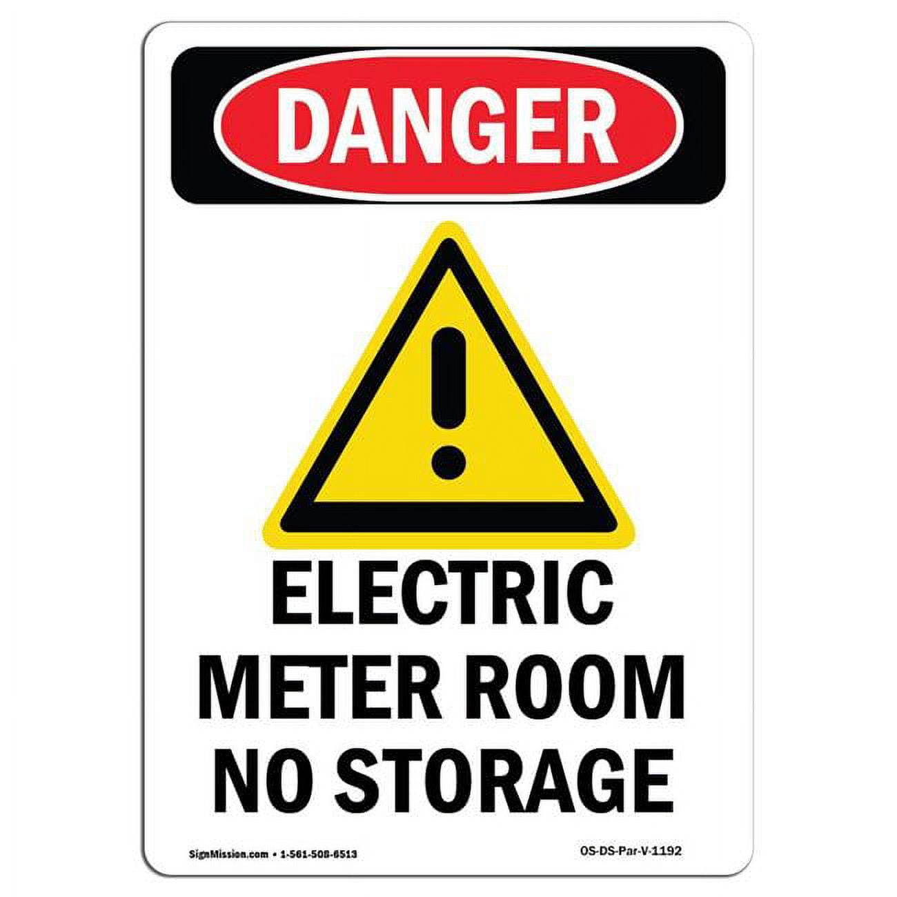 10 x 14 in. OSHA Danger Sign - Electric Meter Room - Walmart.com