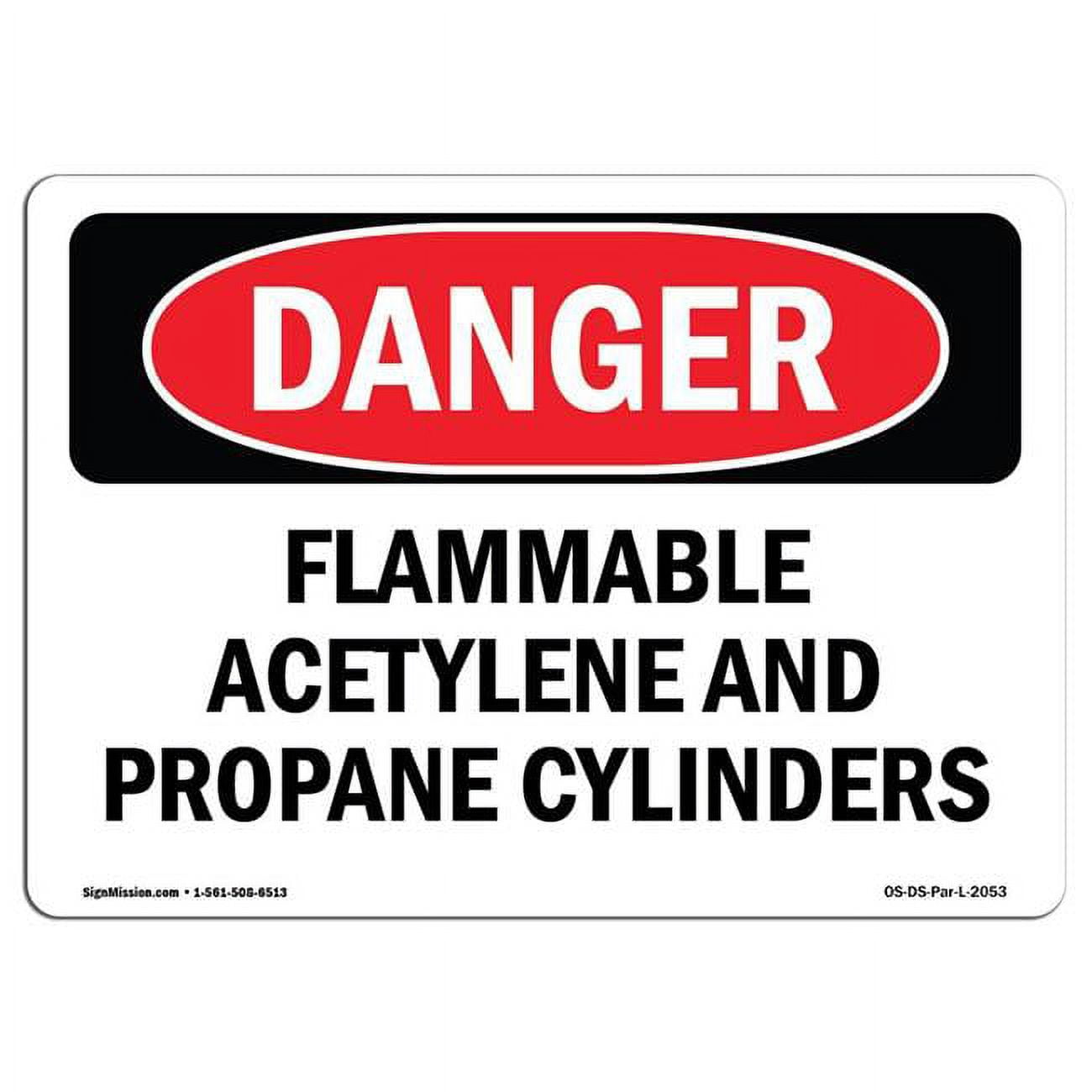 10 x 14 in. OSHA Danger Sign - Flammable Acetylene & Propane Cylinders ...