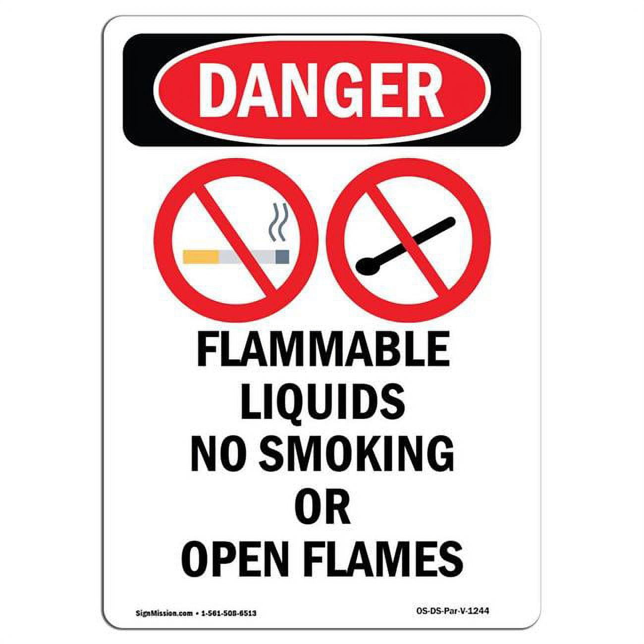 10 x 14 in. OSHA Danger Sign - Flammable Liquids No Smoking or Open ...