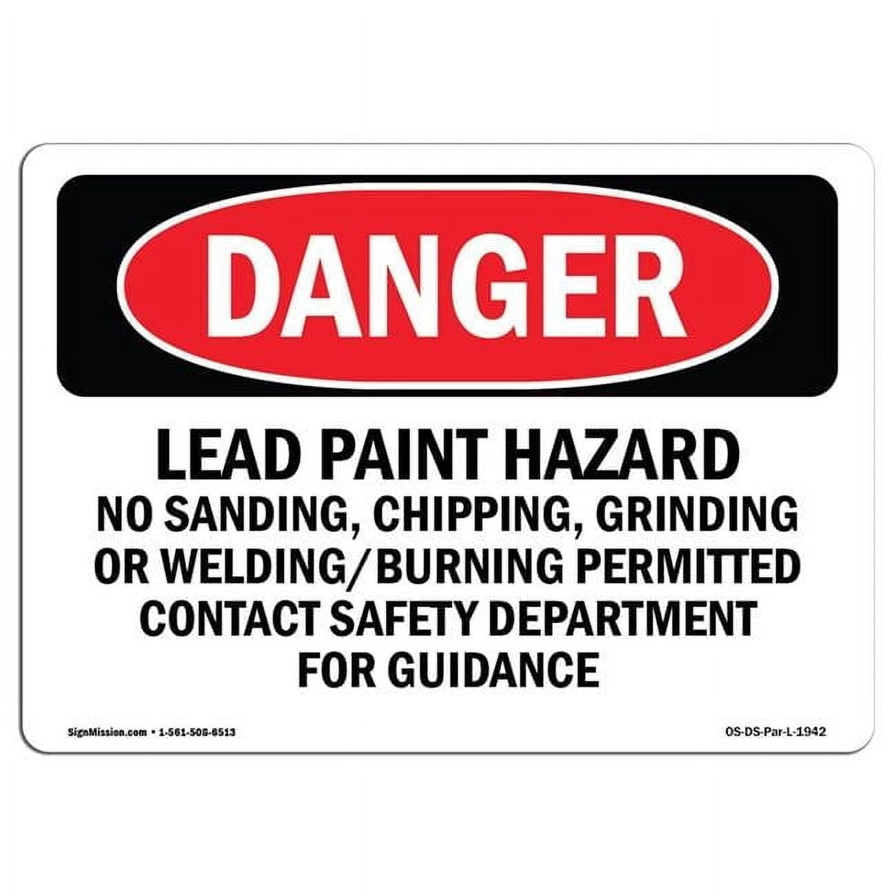 10 x 14 in. OSHA Danger Sign - Lead Paint Hazard No Sanding Chipping ...
