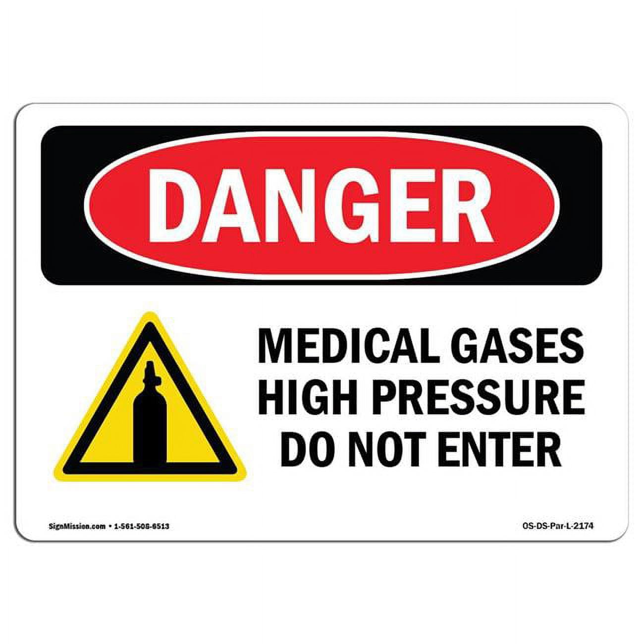 10 x 14 in. OSHA Danger Sign - Medical Gases High Pressure - Walmart.com