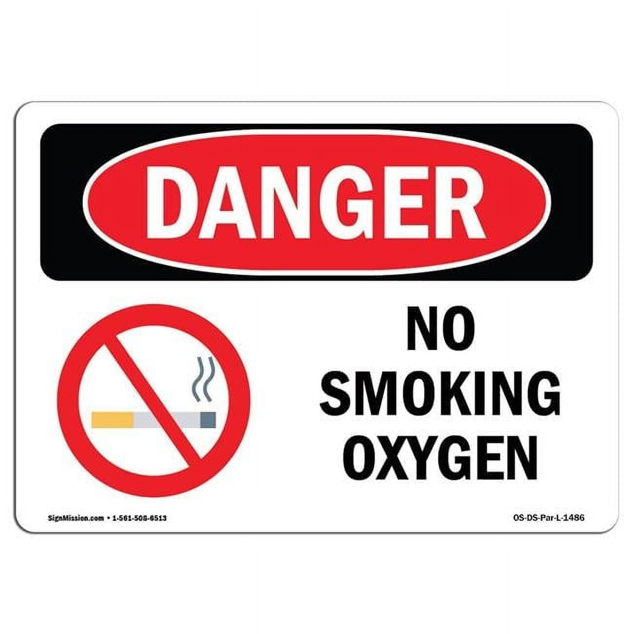 10 x 14 in. OSHA Danger Sign - No Smoking Oxygen - Walmart.com