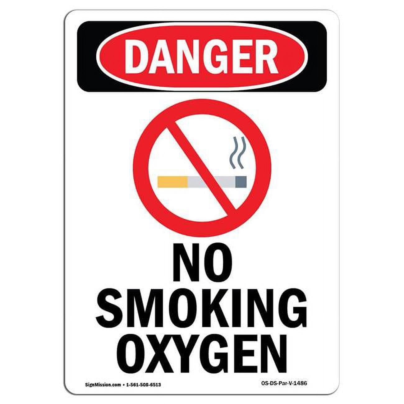 10 x 14 in. OSHA Danger Sign - No Smoking Oxygen - Walmart.com