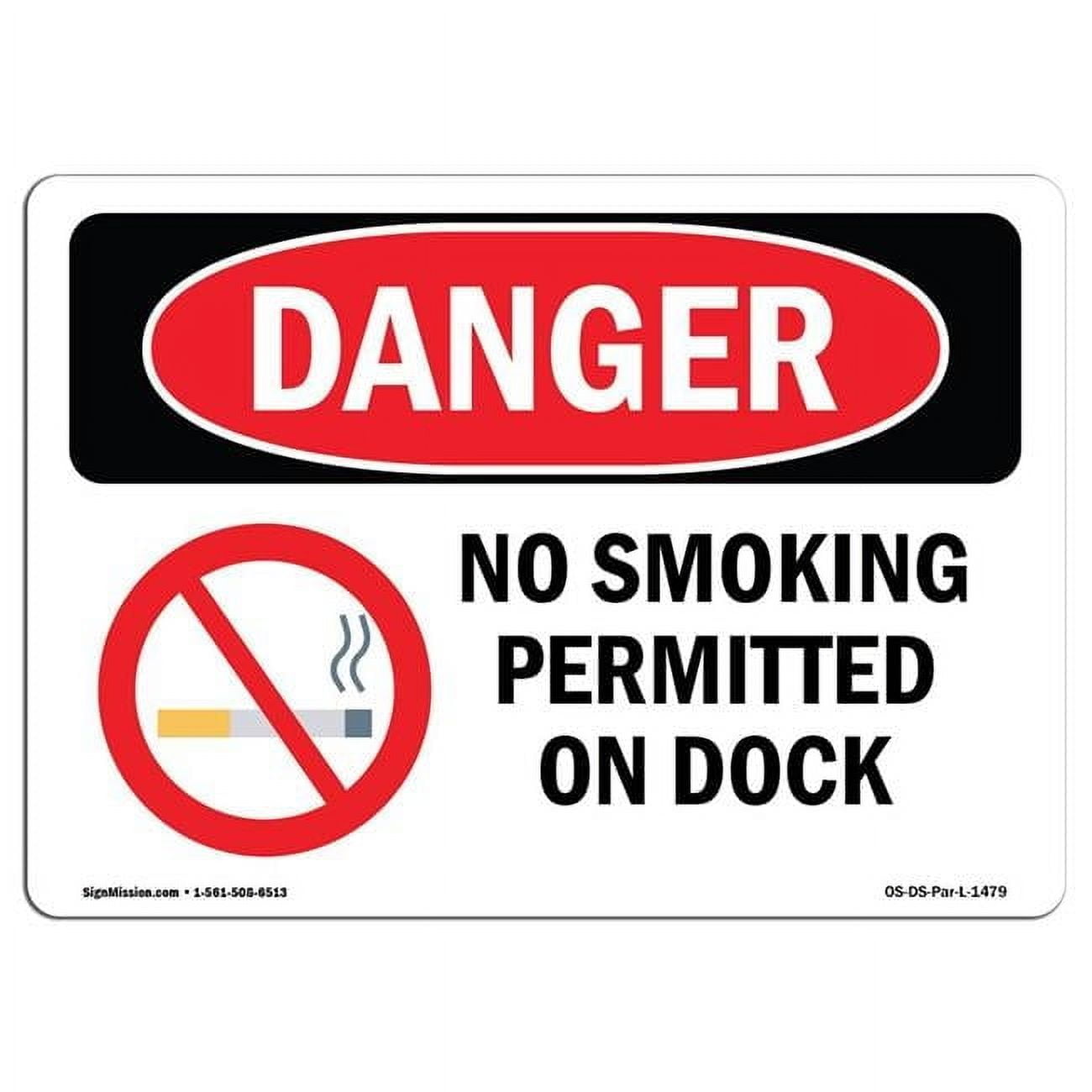 10 x 14 in. OSHA Danger Sign - No Smoking Permitted on Dock - Walmart.com