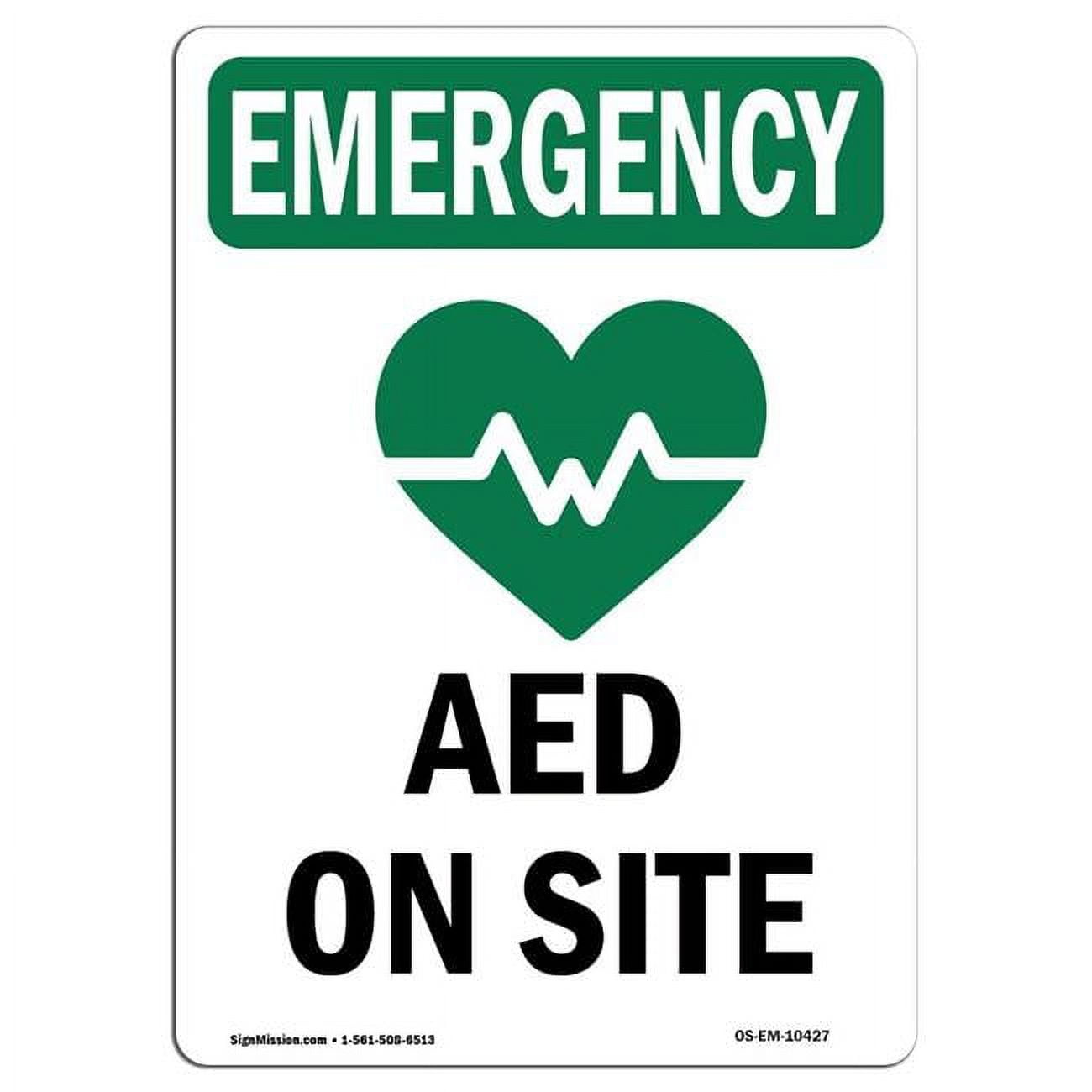 10 x 14 in. OSHA Emergency Sign - Aed on Site with Symbol - Walmart.com
