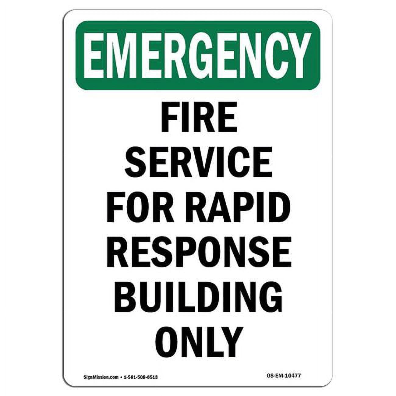 10 x 14 in. OSHA Emergency Sign - Fire Service for Rapid Response ...