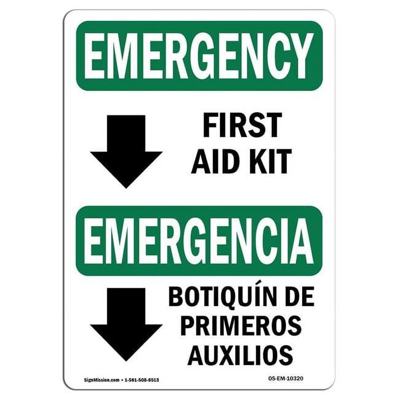 10 x 14 in. OSHA Emergency Sign - First Aid Kit Bilingual - Walmart.com