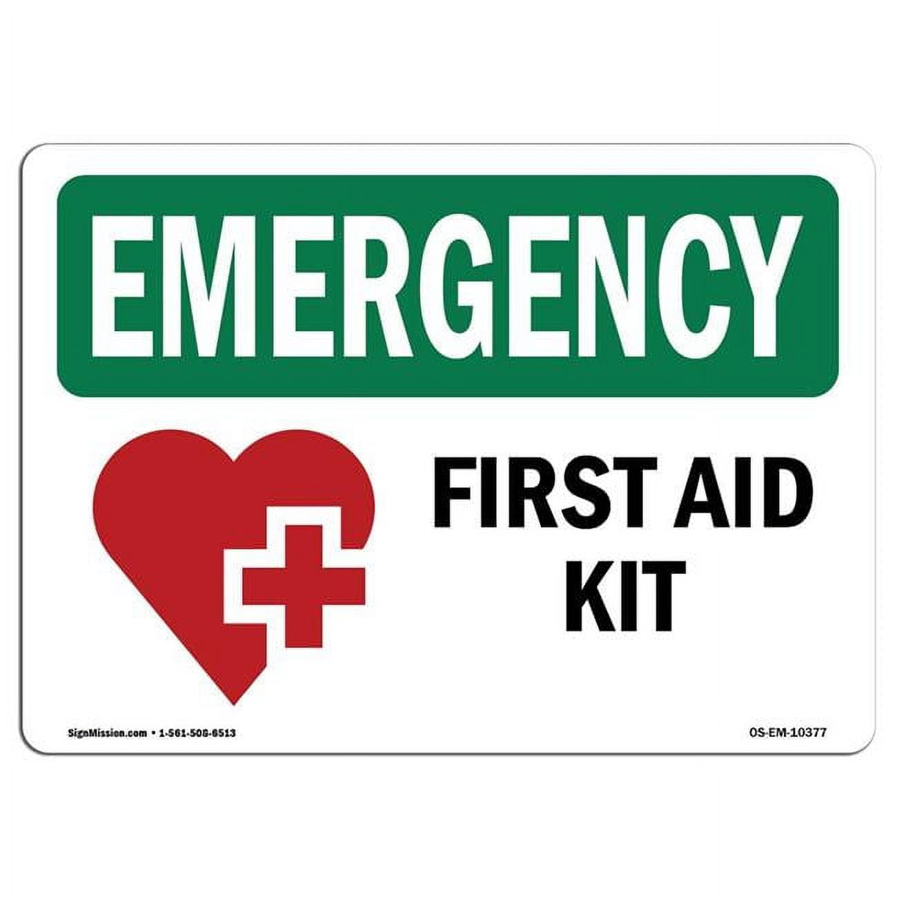 10 x 14 in. OSHA Emergency Sign - First Aid Kit with Symbol - Walmart.com
