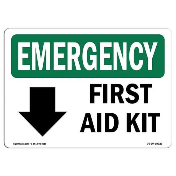 10 x 14 in. OSHA Emergency Sign - First Aid Kit - Walmart.com
