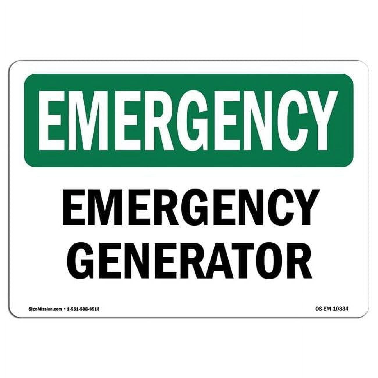 10 x 14 in. OSHA Emergency Sign - Generator - Walmart.com