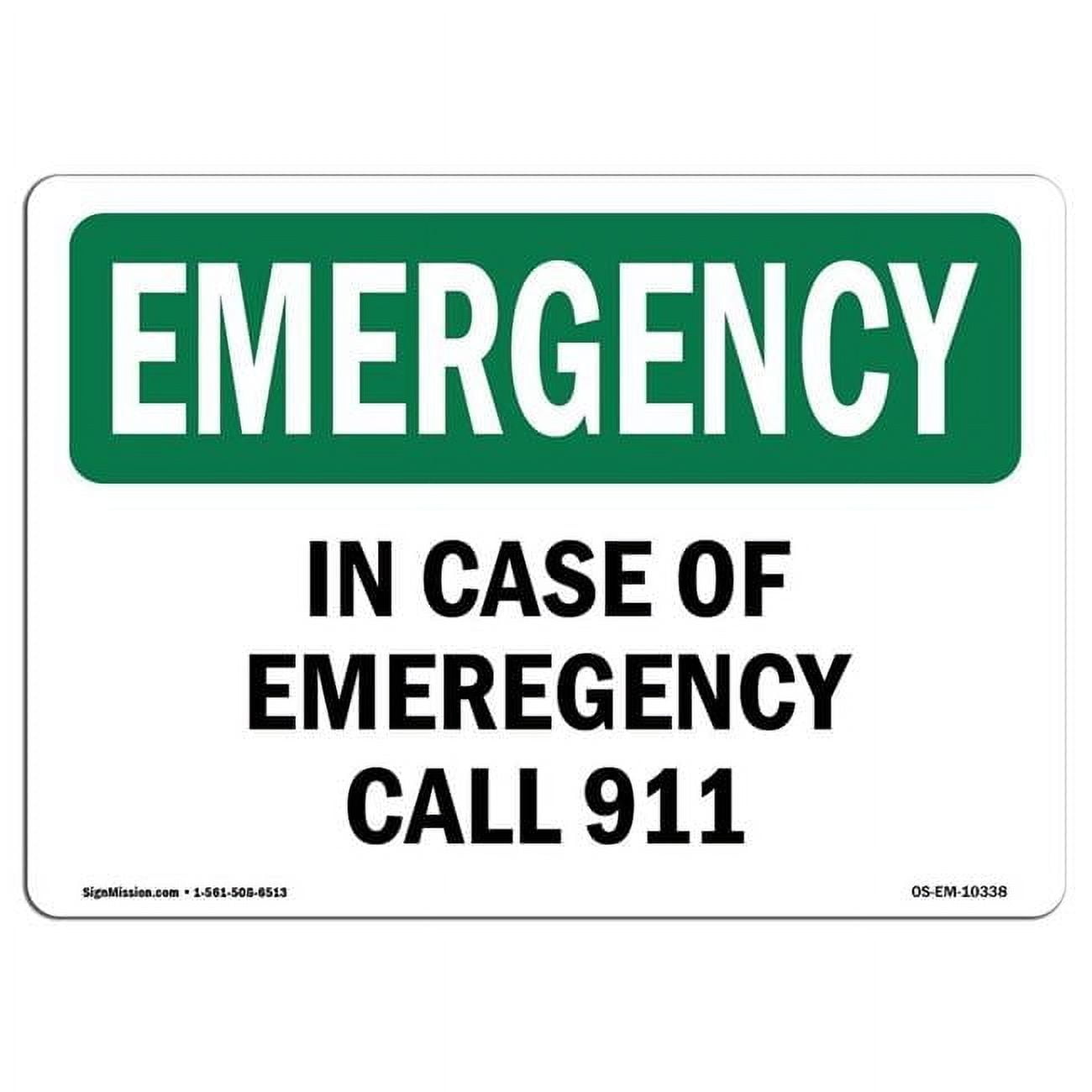 10 x 14 in. OSHA Emergency Sign - In Case of Call 911 - Walmart.com