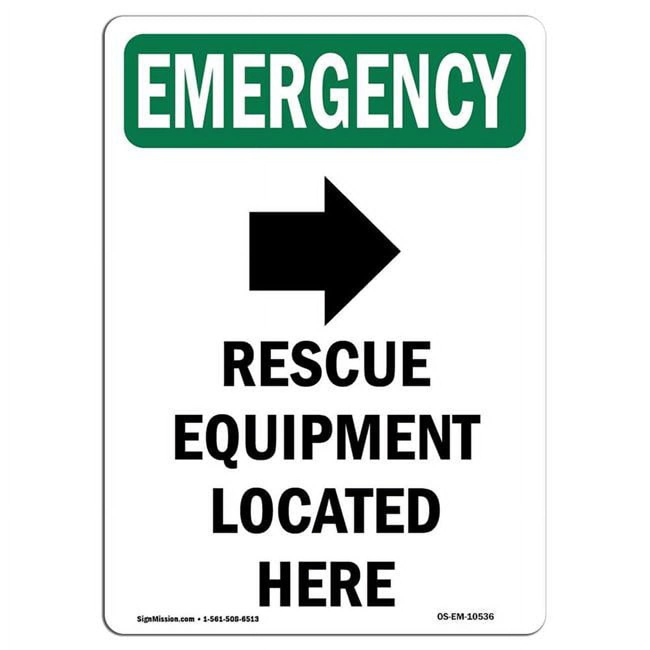 10 x 14 in. OSHA Emergency Sign - Rescue Equipment Located Here with ...