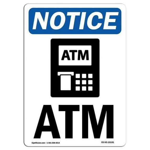 10 x 14 in. OSHA Notice Sign - ATM with Symbol - Walmart.com