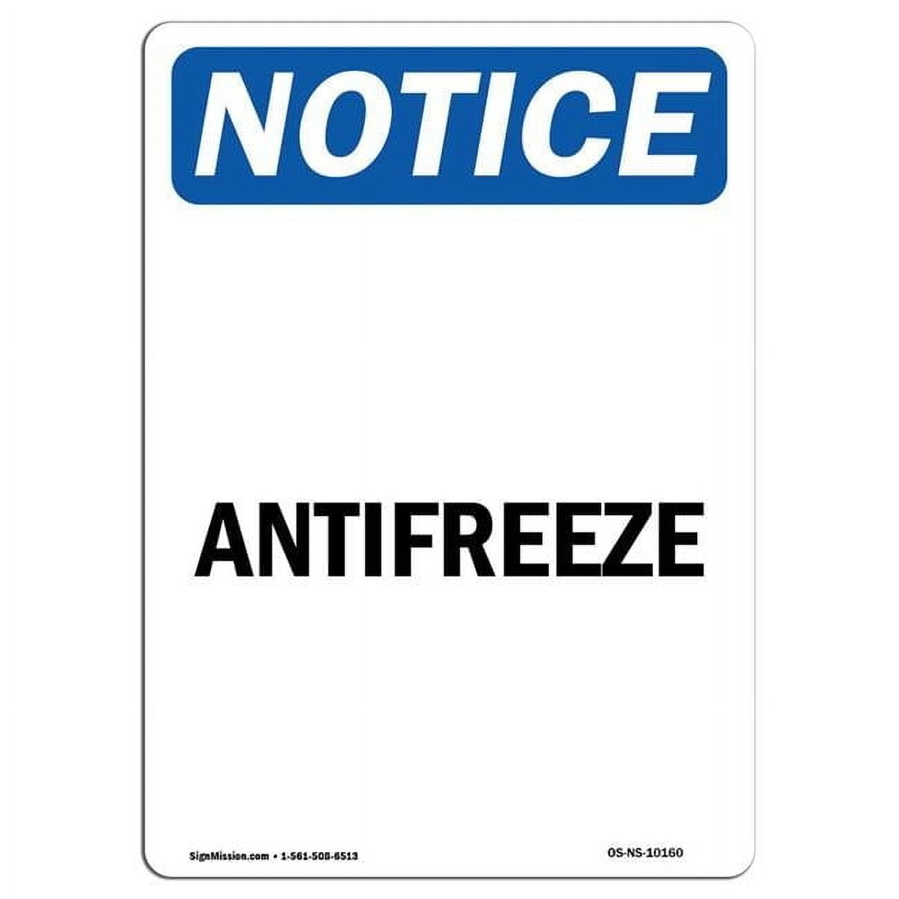 10 x 14 in. OSHA Notice Sign - Antifreeze - Walmart.com