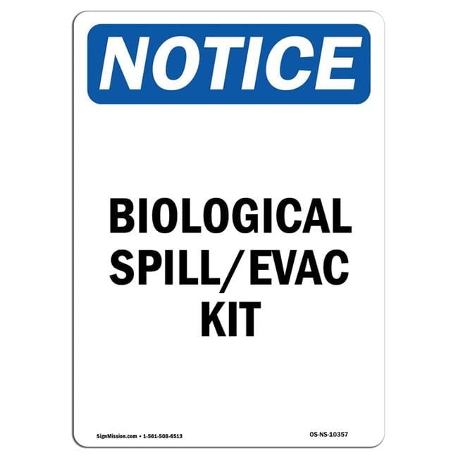 10 x 14 in. OSHA Notice Sign - Biological Spill Evac Kit - Walmart.com