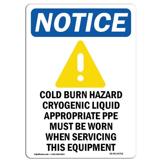 10 x 14 in. OSHA Notice Sign - Cold Burn Hazard Cryogenic - Walmart.com
