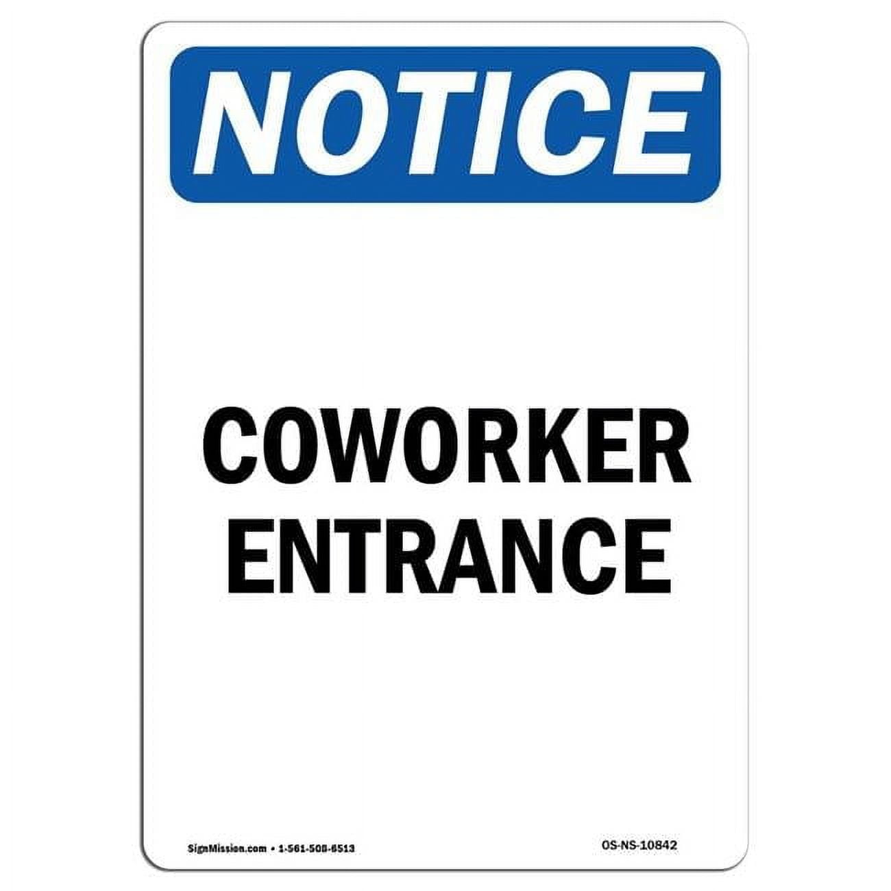 10 x 14 in. OSHA Notice Sign - Coworker Entrance - Walmart.com