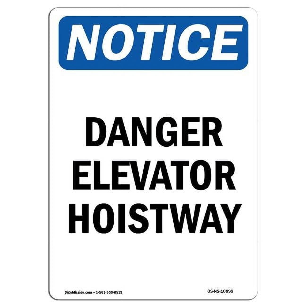 10 x 14 in. OSHA Notice Sign - Danger Elevator Hoistway - Walmart.com
