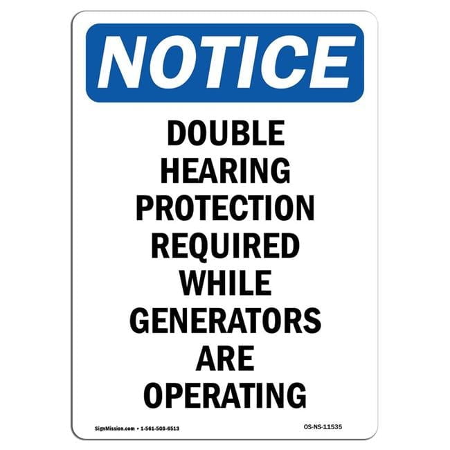 10 x 14 in. OSHA Notice Sign - Double Hearing Protection Required ...
