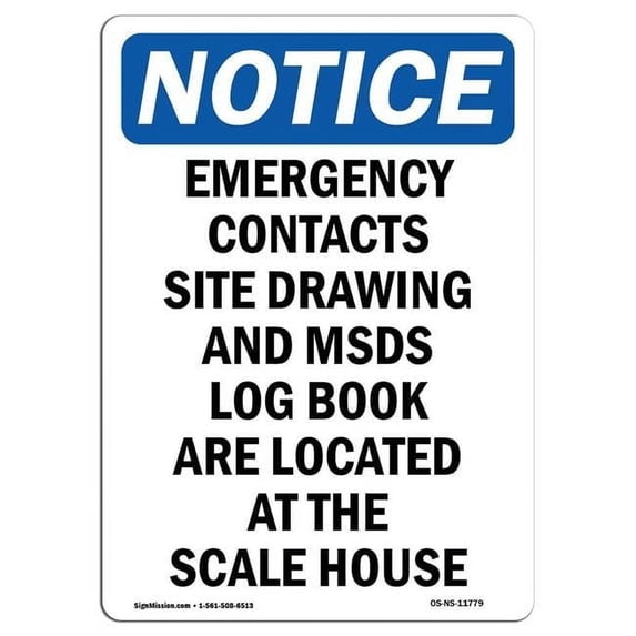 10 x 14 in. OSHA Notice Sign - Emergency Contacts Site Drawing ...