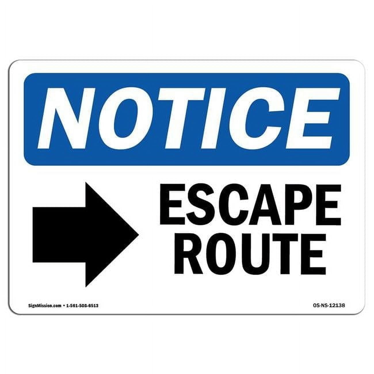 10 x 14 in. OSHA Notice Sign - Escape Route Right Arrow - Walmart.com
