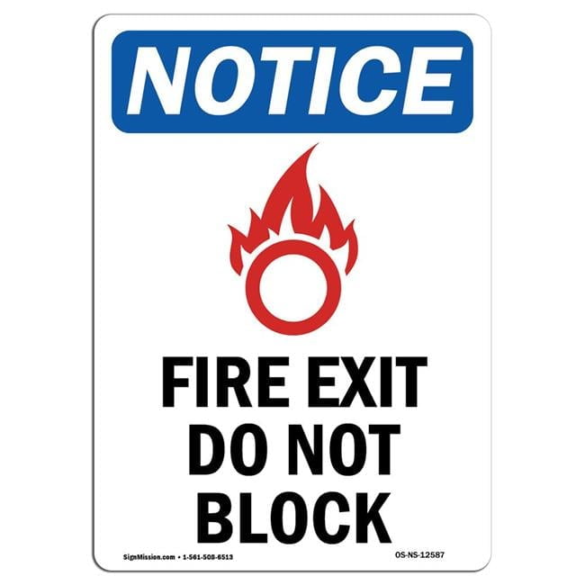 10 x 14 in. OSHA Notice Sign - Fire Exit Do Not Block - Walmart.com