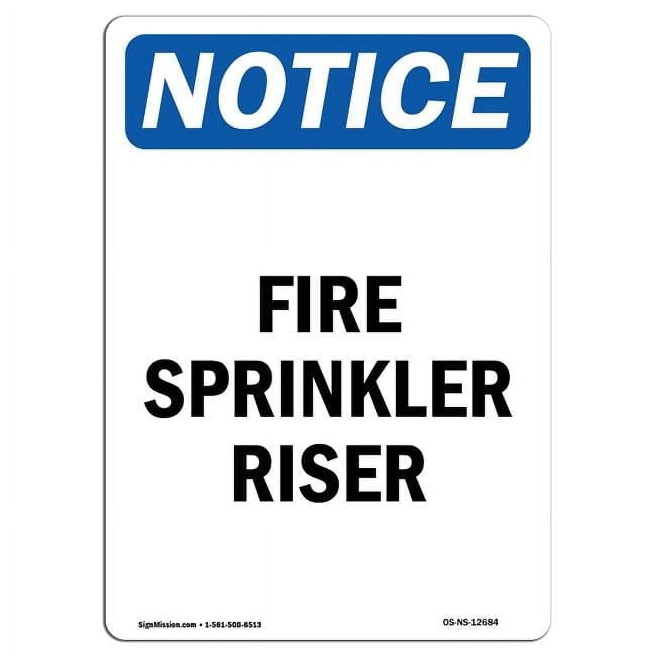 10 x 14 in. OSHA Notice Sign - Fire Sprinkler Riser - Walmart.com