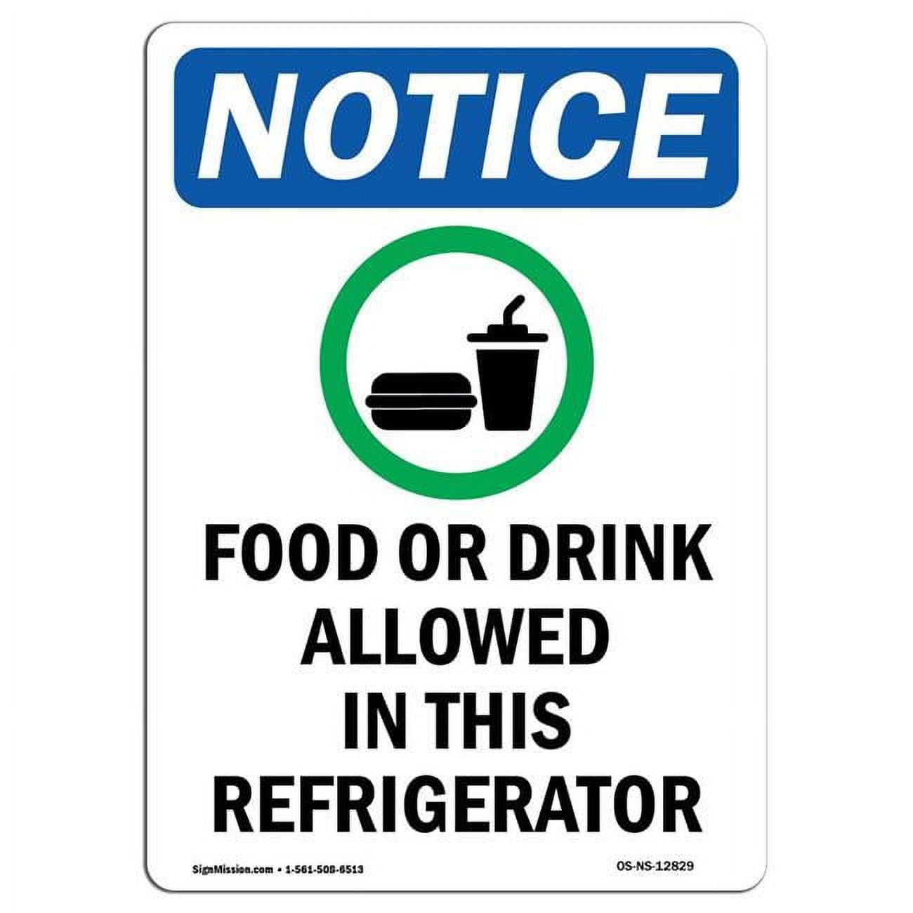 10 x 14 in. OSHA Notice Sign - Food or Drink Allowed - Walmart.com