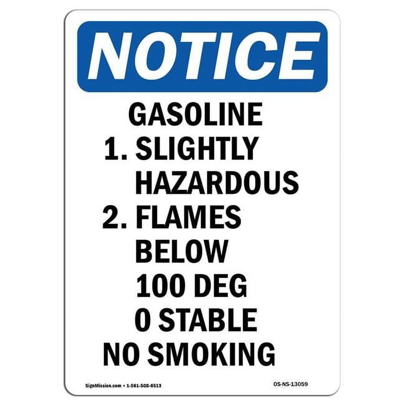 10 x 14 in. OSHA Notice Sign - Gasoline 1. Slightly Hazardous - Walmart.com
