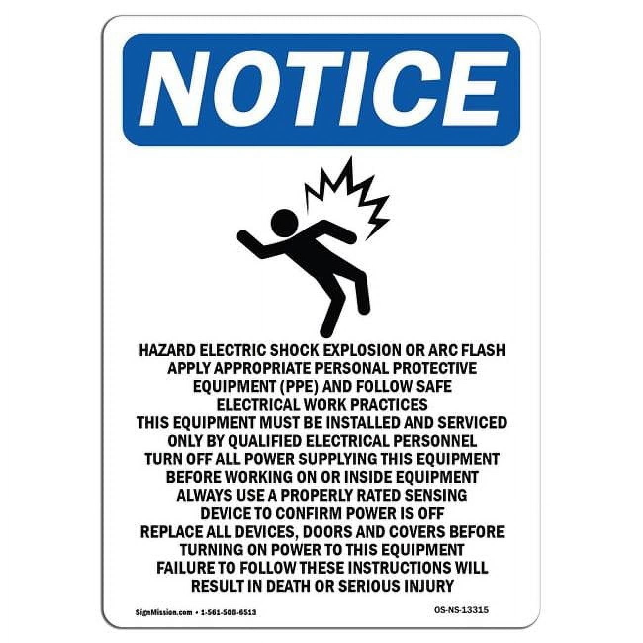 10 x 14 in. OSHA Notice Sign - Hazard Electric Shock - Walmart.com