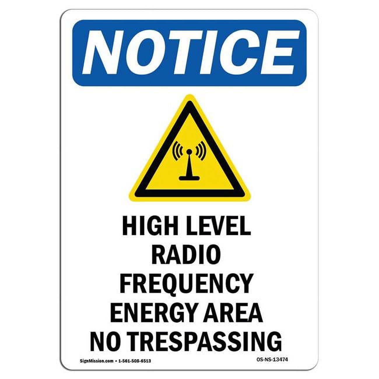 10 x 14 in. OSHA Notice Sign - High Level Radio Frequency - Walmart.com