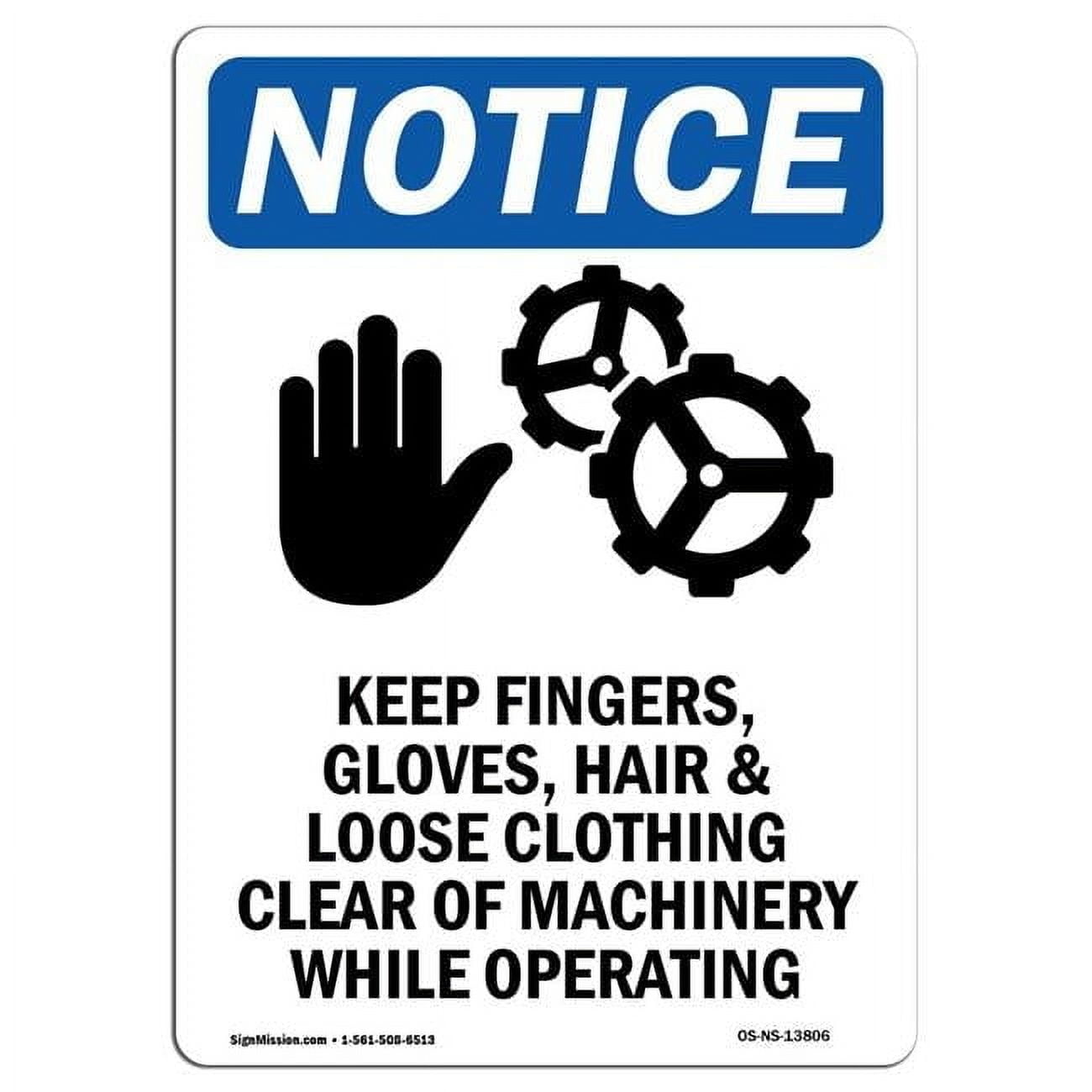 10 x 14 in. OSHA Notice Sign - Keep Fingers, Gloves - Walmart.com
