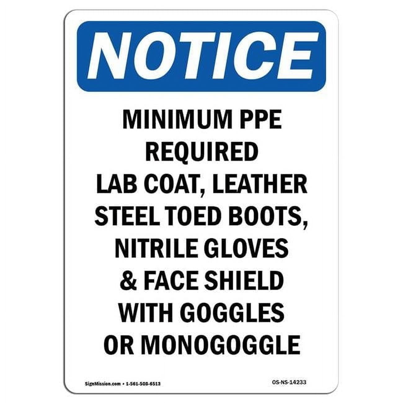 10 x 14 in. OSHA Notice Sign - Minimum PPE Required Lab Coat - Walmart.com
