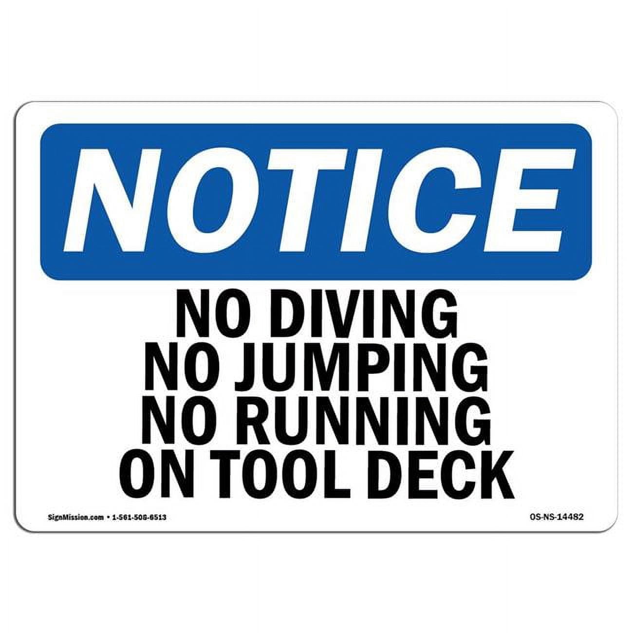 10 x 14 in. OSHA Notice Sign - No Diving No Jumping No Running on Pool ...