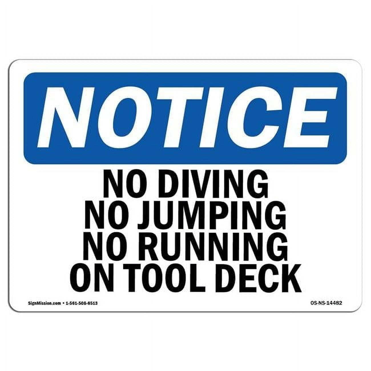10 x 14 in. OSHA Notice Sign - No Diving No Jumping No Running on Pool ...