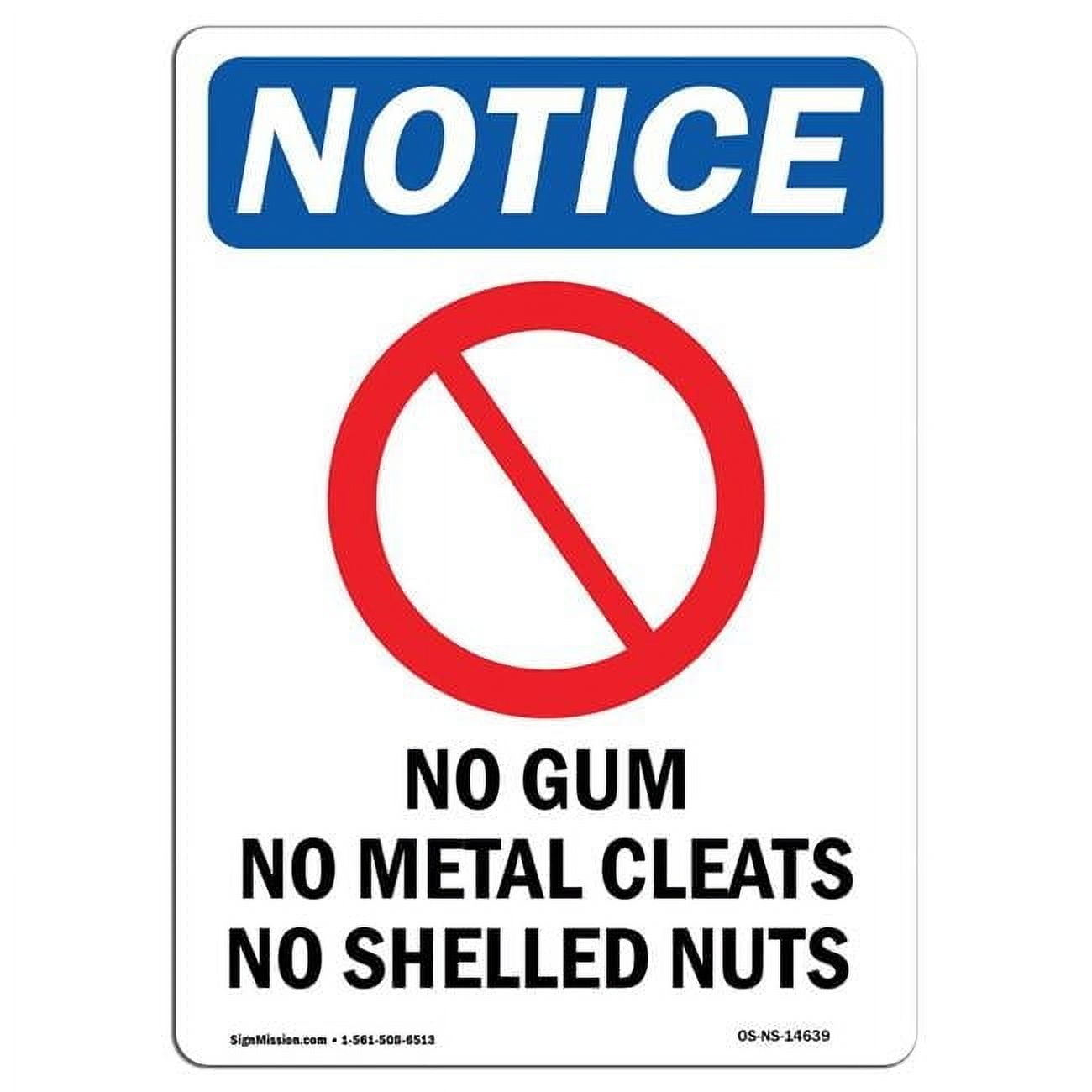 10 x 14 in. OSHA Notice Sign - No Gum No Metal Cleats - Walmart.com