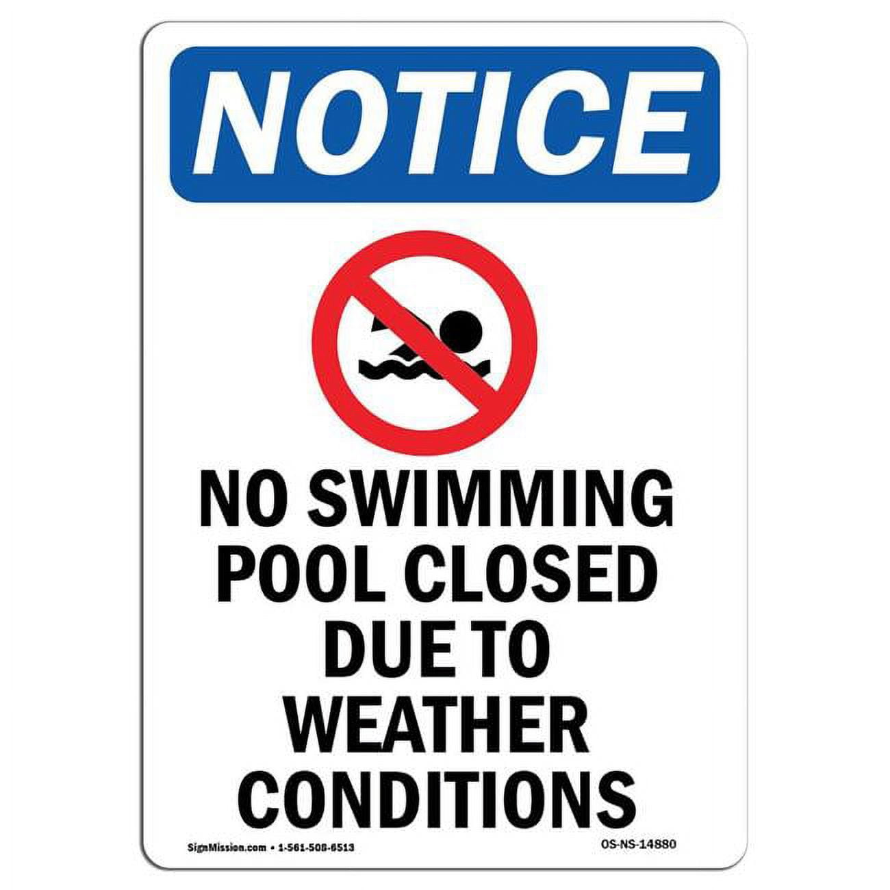 10 x 14 in. OSHA Notice Sign - No Swimming Pool Closed - Walmart.com