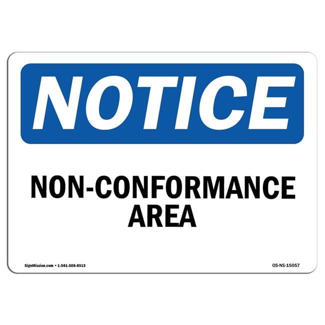 10 x 14 in. OSHA Notice Sign - Non-Conformance Area - Walmart.com