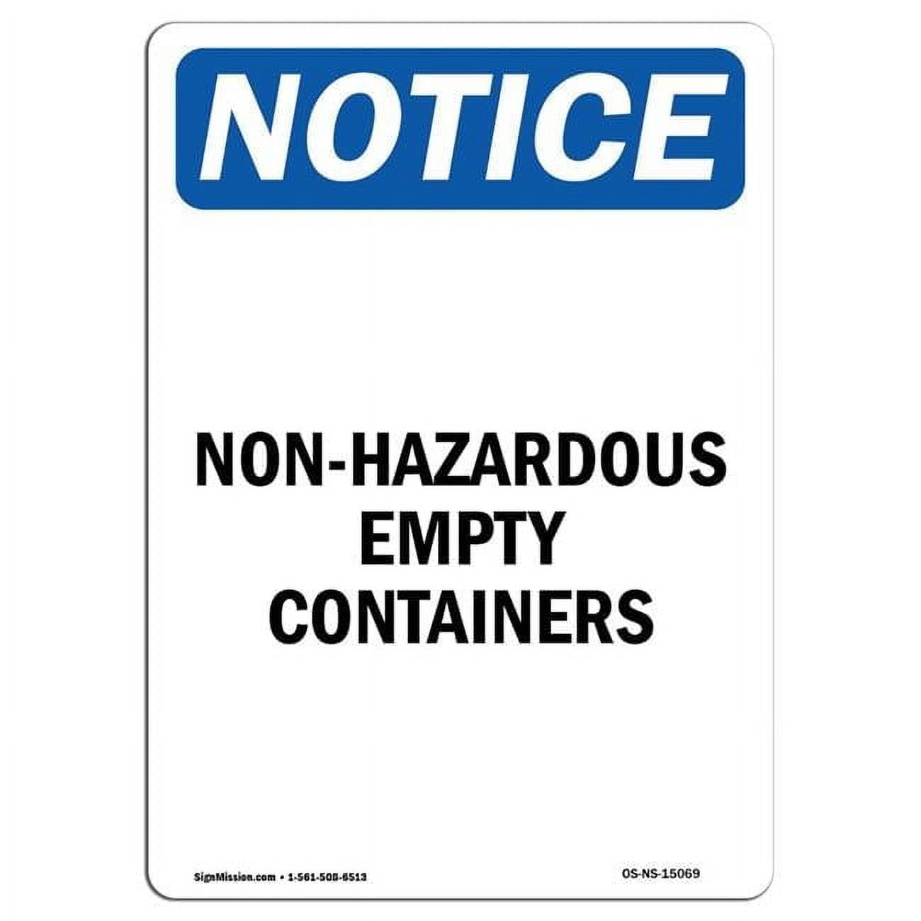 10 x 14 in. OSHA Notice Sign - Non-Hazardous Empty Containers - Walmart.com